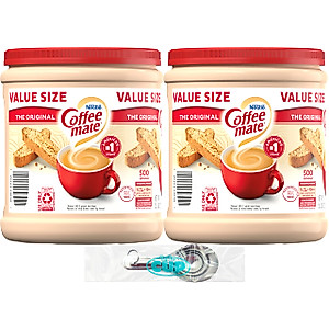 Coffee mate Original Powder Creamer, 35.3 oz Canister (Pack of 2) with By The Cup Stainless Steel Measuring Spoons