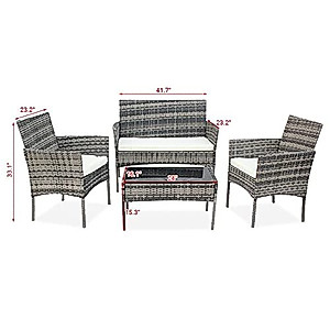 SAWQF Three Colors Patio Furniture Set Outdoor Living Room Balcony Rattan Furniture Four-Piece-Brown Outdoor Furniture (Color : E)