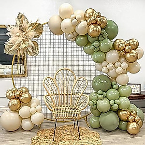 RUBFAC Sage Green Balloons, 50pcs 12 Inch Olive Green Party Balloons and Ribbon, Thick Latex Balloons for Birthday Wedding Baby Shower Graduation Anniversary Party Decorations