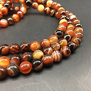 NHBT YU 1 Strand Coffee Striped Thread Agates Bead Natural Round Spacer Beads Strand Jewelry Finding DIY Ornament Making T719 (Item Diameter : 12mm 31pcs)