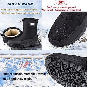 TDHLW Snow Boots Men Women Waterproof Hiking Boots Winter Boots Warm Lined Hiking Boots Non-Slip Trekking Hiking Boots Side Zip Warm Ankle Boots Men,Black,46