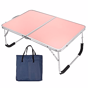 PATIKIL Foldable Laptop Table, Portable Lap Desk Picnic Bed Tray Tables Snacks Reading Working Desks with Tote Bag for Bed Sofa, Pink