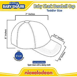 Nickelodeon Boys Baseball Cap, Baby Shark Adjustable Toddler Hat For Ages 2-4, Yellow