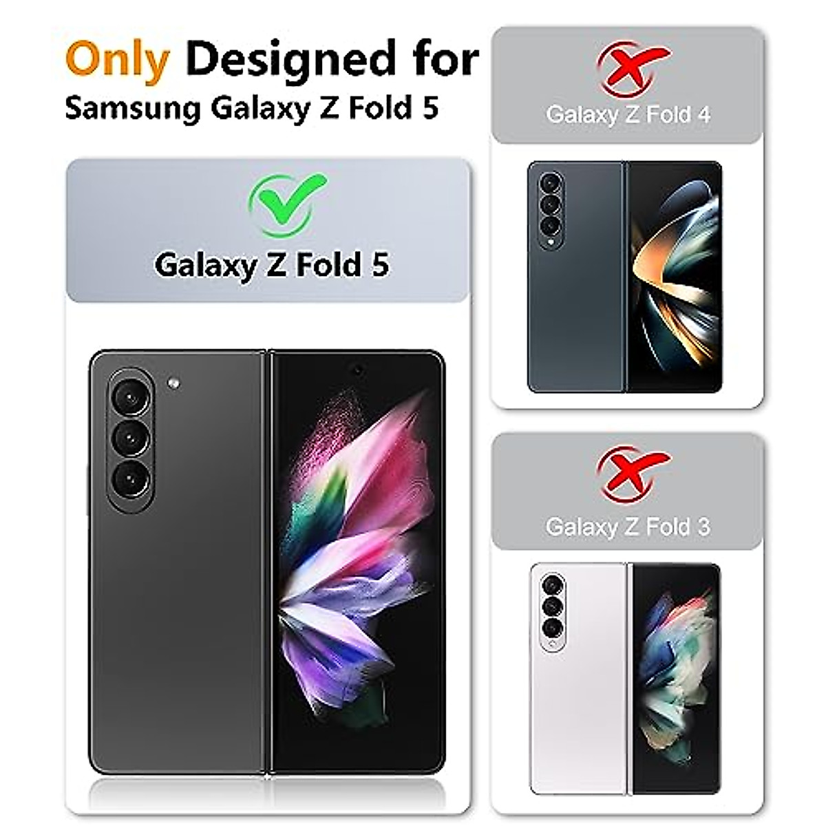 SPIDERCASE Designed for Samsung Galaxy Z Fold 5 Case,Built-in [Screen Protector] [Hinge Protection] [Kickstand] Full Body Heavy Duty Rugged Shockproof Case for Galaxy Z Fold 5 - Black