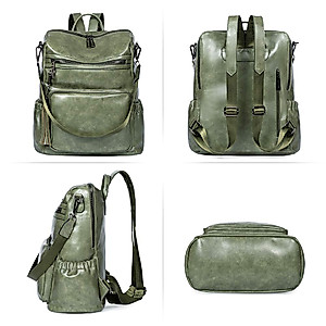 CLUCI Backpack Purse for Women Fashion Two Toned Leather Designer Travel Large Ladies Shoulder Bags with Tassel green