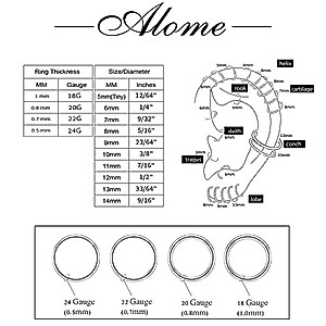 Small Gold Tragus Huggie Hoop Earrings for Women Cartilage Nose Helix Tragus Rook Piercing(Gold, 8mm 18 gauge / 1 pair)