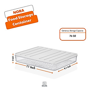 Selka Home - Airtight Food Storage Containers with Lids, Refrigerator Organizers and Storage, Nora 2 Piece - Large Size 76 Oz (2,25 Liter), Ecru