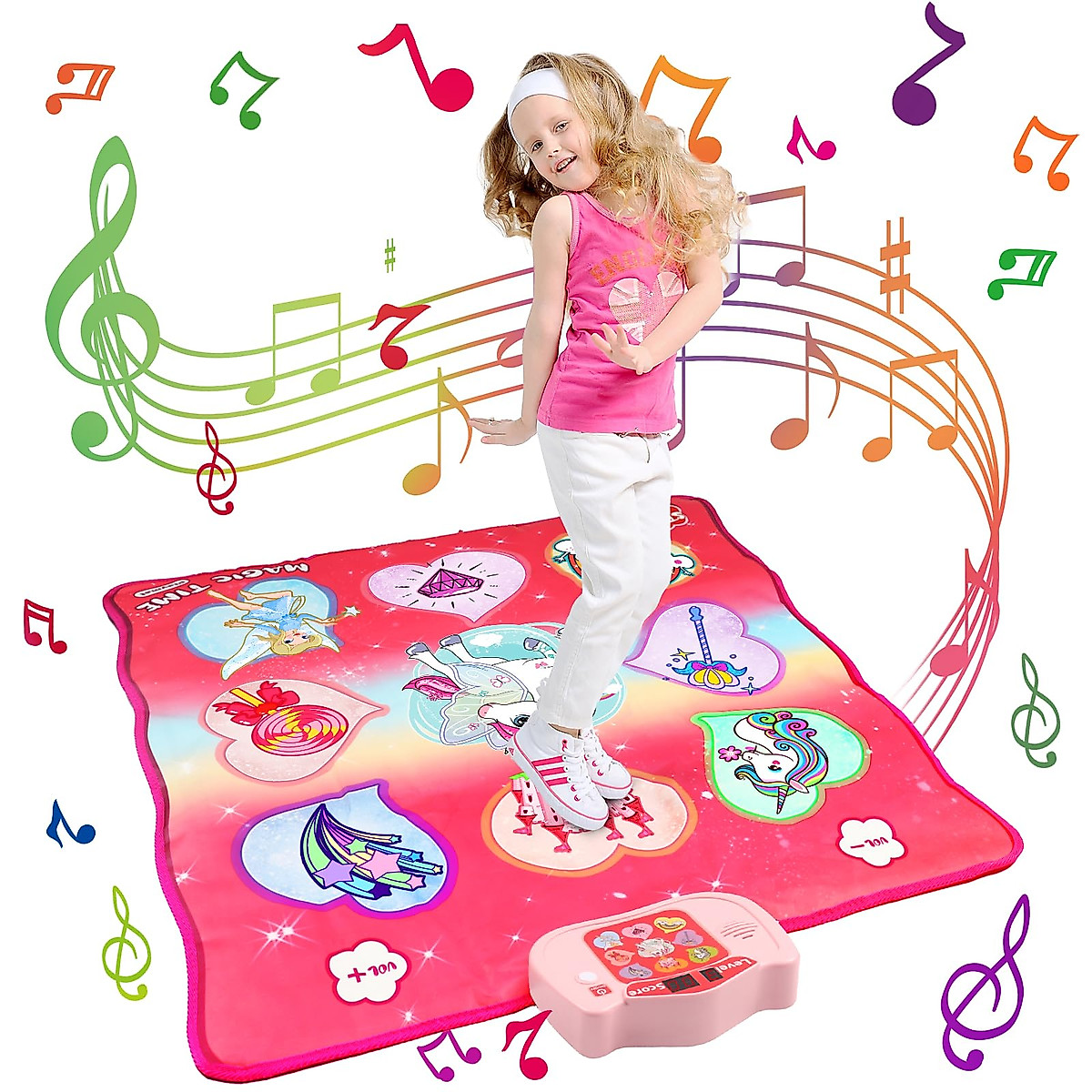 Beginreally Dance Mat for Girls, Electronic Music Dance Pad with Adjustable Volume, Dancing Games with LED Score Screen, 5 Game Modes, Christmas Birthday Gifts Toys for Age 3 4 5 6 7+ Year Old Girls