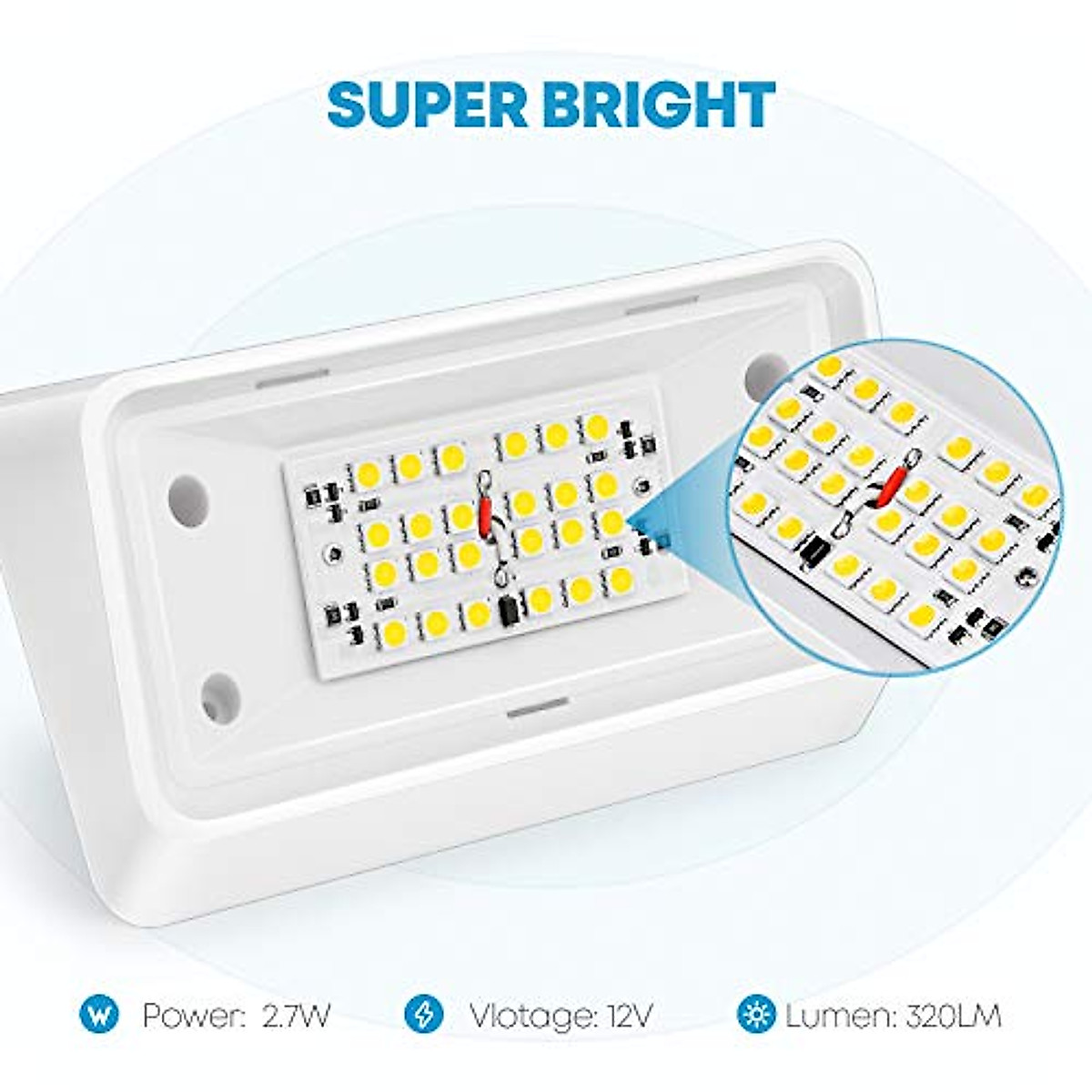 Kohree 320Lumen LED RV Porch Light Exterior Utility Light 12v Lighting Fixture, Replacement Lighting for RVs, Trailers, Campers, 5th Wheels. White Base, Clear and Amber Lenses Included