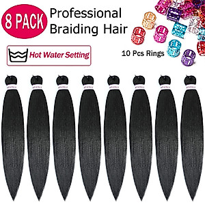 Alrence Pre Stretched Braiding Hair Long Braid 30 Inch 8 Packs Professional Braiding Hair Extensions Synthetic Crochet Twist Braids (30 Inch, 1B#)