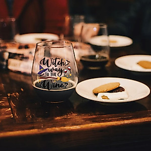 Perfectinsoy Funny Witches Way Wine Glass, Halloween Funny Wine Glass, Halloween Funny Gift for Him, Her, Mom, Wife, Boss, Sister, BFF