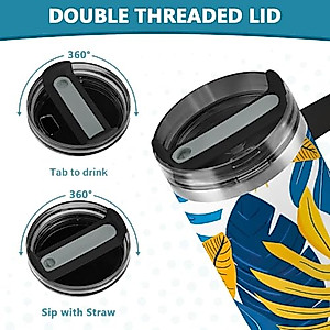 FRCSDIY Leaves Insulated Tumbler with Handle and Straw Lid,30oz Leakproof Stainless Steel Cup BPA-Free Water Bottle