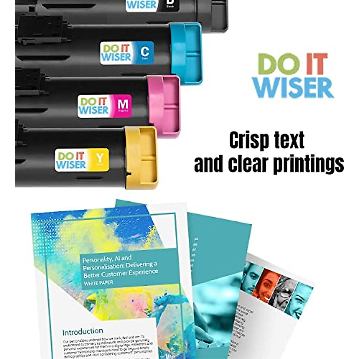 Do it Wiser Compatible Printer Toner Cartridge Replacement for Dell H625cdw H825cdw S2825cdn - High Yield Laser Cartridges 593-BBOW 593-BBOX 593-BBOY 593-BBOZ (2 Blacks 1 Cyan 1 Magenta 1 Yellow)