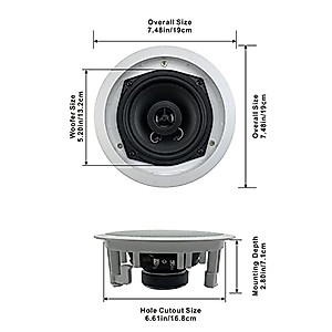 Acoustic Audio R191 in Ceiling/in Wall Speaker 3 Pair Pack 2 Way Home Theater 1200 Watt R191-3PR