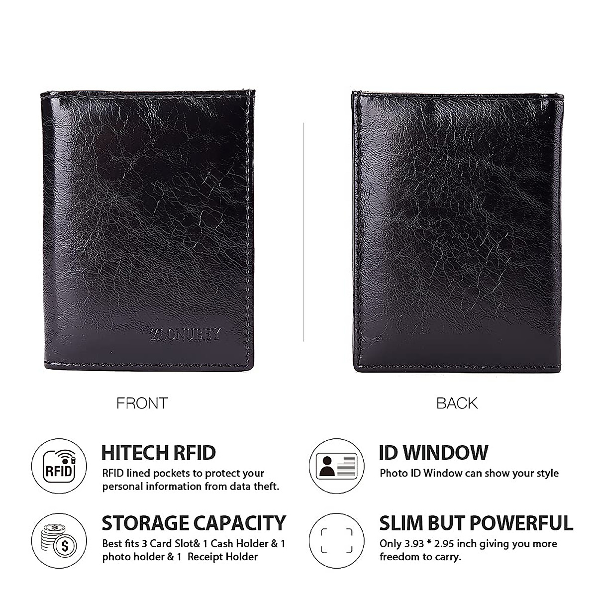 ZLONUBEY Wallets for Mens RFID Protection Leather Slim Small Womens Wallet Business Card Holders (Black)