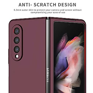 EAXER for Samsung Galaxy Z Fold 3 5G Case, Z Fold 3 Silicone Case, Slim Folding Rugged Heavy Duty, Skin Feel, Shockproof Case Cover (Wine red)