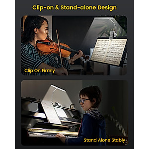 Glocusent 57 LED Super Bright Music Stand Light, Eye Caring Clip-on Piano Light, 3 Color & 5 Brightness, USB-C Rechargeable, Long Lasting up to 140 Hrs, Perfect for The Piano, Sheet Music