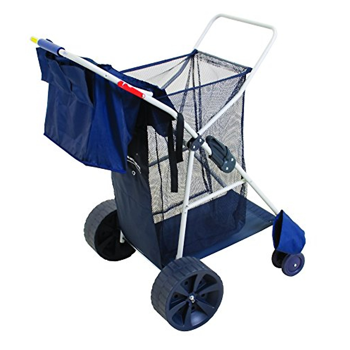 Rio Brands Wonder Wheeler Deluxe Beach Utility Foldable Cart with Removable Storage Tote, Navy