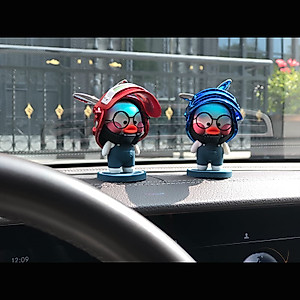 Collyon Car Dashboard Ornament Cute Rubber Duck,Office Car Cab Ornaments,Cool Spectacled Duck(Red)