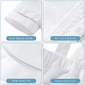 Booulfi Baptism Christening Outfits for Boys Easter Outfit Baby Boys Clothes Church Blessing Suits Summer Gentleman Birthday Wedding Outfit with Dress Shirt Bowtie Suspender Pants Hat 12-18 Months