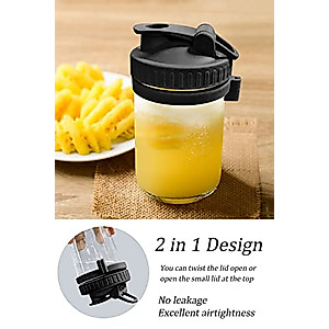 Overnight Oats Containers with Lids - 2pack Gray 10 oz Wide Mouth Mason Jar with Spoon Very Convenient for Use On The Go, Tight sealing glass jar ideal for home, office or to go