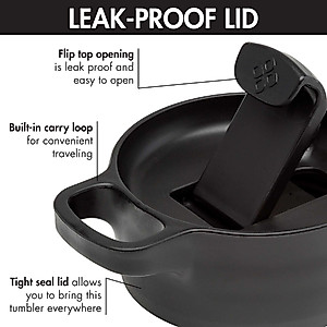 Primula Press and Go Iced Tea Maker, Travel Tumbler, Infuser Bottle, Leak-proof Flip-top Lid with Carry Loop, Dishwasher Safe, Made without BPA, 16-Ounce, Black, 1 Count (Pack of 1)