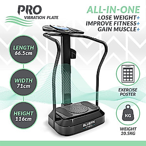 Bluefin Fitness Vibration Platform | Pro Model | Upgraded Design with Silent Motors and Built in Speakers