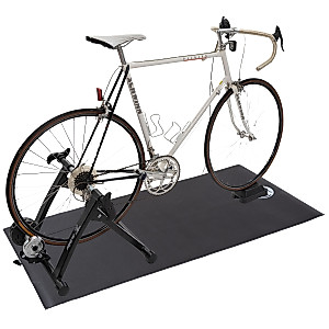 Exercise Bike Mat - 30x60in Non-Slip Waterproof Indoor Cycle or Treadmill Pad - Multipurpose Noise-Reducing Workout Mat by Wakeman,Black