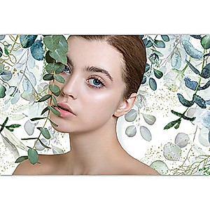 Funnytree 7x5FT Oh Baby Greenery Photography Backdrop Gold Green Eucalyptus Leaves Branches Spring Background Wedding Bridal Shower Birthday Party Banner Supplies Natural Photobooth Prop Photocall