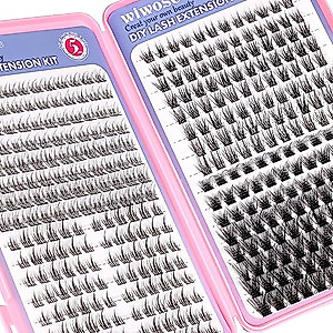 DIY Lash Extension Kit, 384pcs Lash Clusters Kit DIY Eyelashes Kit with Lashes Bond and Seal, Lash Kit for Lash Extension Beginners Self Application at Home Cluster Lash Book (4 Styles Mixed)