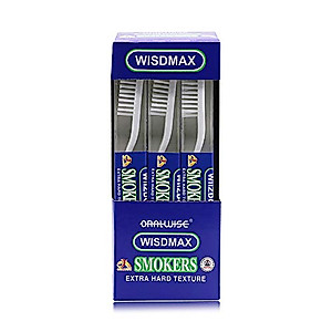 DR PERFECT WISDMAX Adult Smoker's Toothbrush Super Hard Bristles (12)