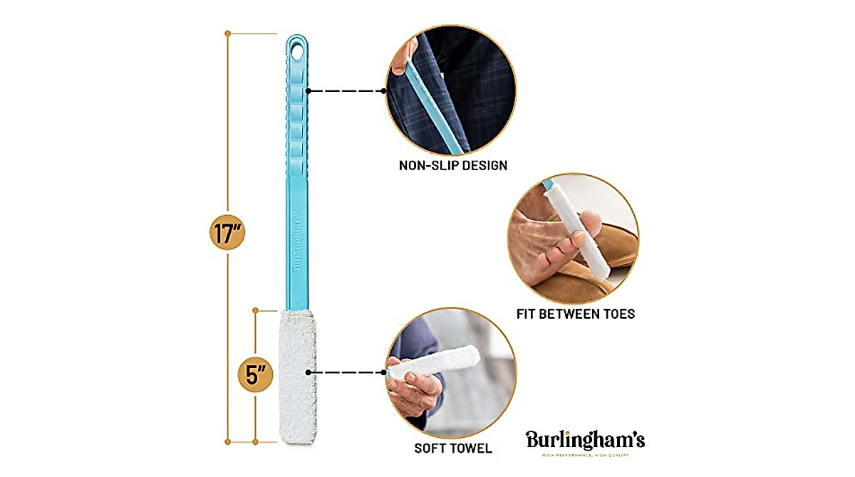 Burlingham's Toe & Foot Towel Brush for Easy Hygiene