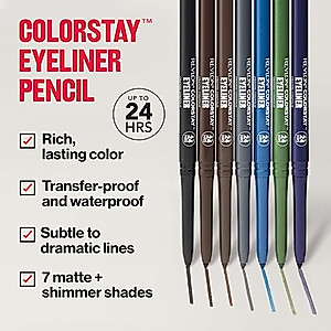 Revlon ColorStay Pencil Waterproof Eyeliner, Smudge-Proof, Eye Makeup with Built-In Sharpener, Packaging May Vary, 204 Charcoal, 0.01 Oz
