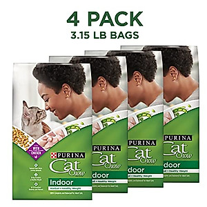 Purina Cat Chow Indoor Dry Cat Food, Hairball + Healthy Weight - (4) 3.15 lb. Bags