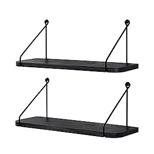 SUMGAR Black Floating Shelves for Wall, Wall Shelf for Bathroom Bedroom Kitchen, Floating Book Shelves for Wall Small Wall Mount Wood Storage Organzier Set of 2