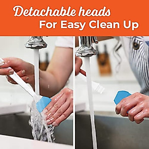 M KITCHEN WORLD Silicone Pastry Brush for Cooking 2 Pieces - Rubber Basting Brush with Grid, Kitchen Brushes Utensils for Food Sauce Butter Oil BBQ Spreading - Blue