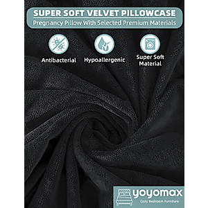 yoyomax Pregnancy Pillows, C Shaped Full Body Maternity Pillow Memory Foam Pregnancy Pillow with Removable Cover, 52 Inch Pregnancy Pillows for Sleeping (Black)