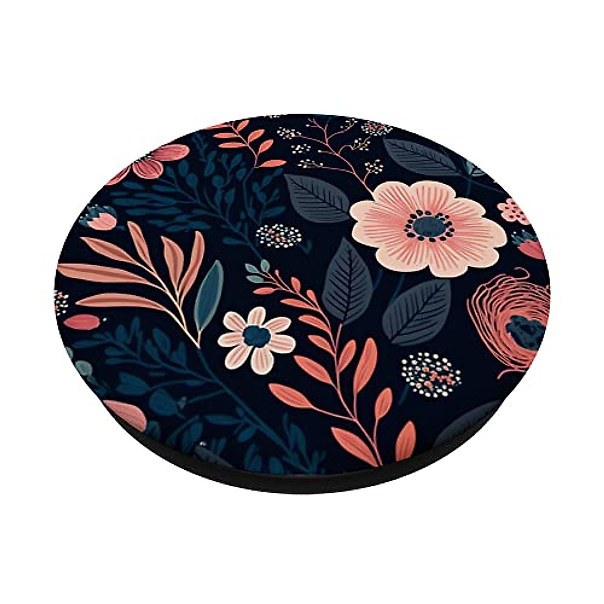 Boho Navy Blue and Pink Floral Botanical Pattern Flower Art PopSockets Swappable PopGrip
