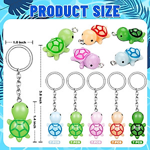 ZHWKMYP 35 Pcs Turtle Keychains, Tiny Multicolor Sea Turtle Keychain Bulk, Mini Resin Turtles Key Chain for Students Classroom Boys Girls Party Supplies
