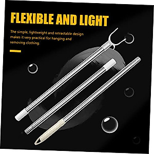 Cabilock Stitching Clothes Rail Outdoor Clothes Drying Rack Heavy Duty Outdoor Flowers Adjustable Stand Disc Golf Retriever Clothes Reaching Stick Dressing Stick for Elderly White Shot