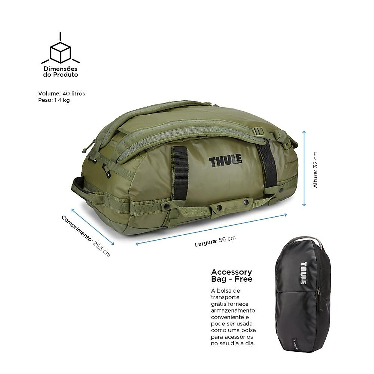 Thule Chasm Sport Duffel Bag 40L, Olivine