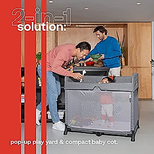 Bugaboo Stardust Playard - Portable Indoor and Outdoor - Foldable On The Go Play Yard - 1 Second Unfold - Grey Melange