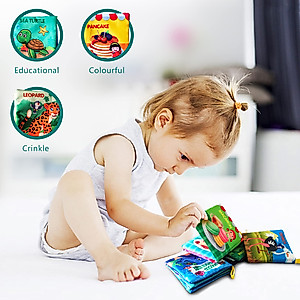 AMINFUN Soft Cloth Baby Book Toy 0-6 Months, Baby Learning Book(Pack of 4),Touch and Feel Crinkle Book Infants 6-18 Months,Early Educational Toy 0-3 Months, Gift for Babies Infants