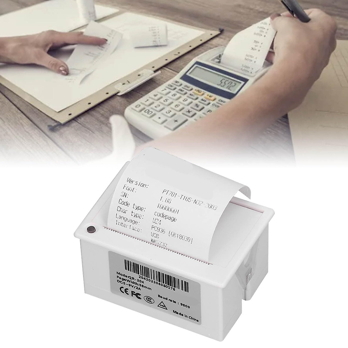 Embedded Thermal Receipt Printer 58mm Micro Thermal Label Printer with Paper Support USB and TTL Serial Port 5 to 9V