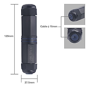 LEENUE Waterproof RJ45 Coupler 5-Pack, IP67 Waterproof Ethernet Connector Shielded Cat6 Outdoor Coupler PoE