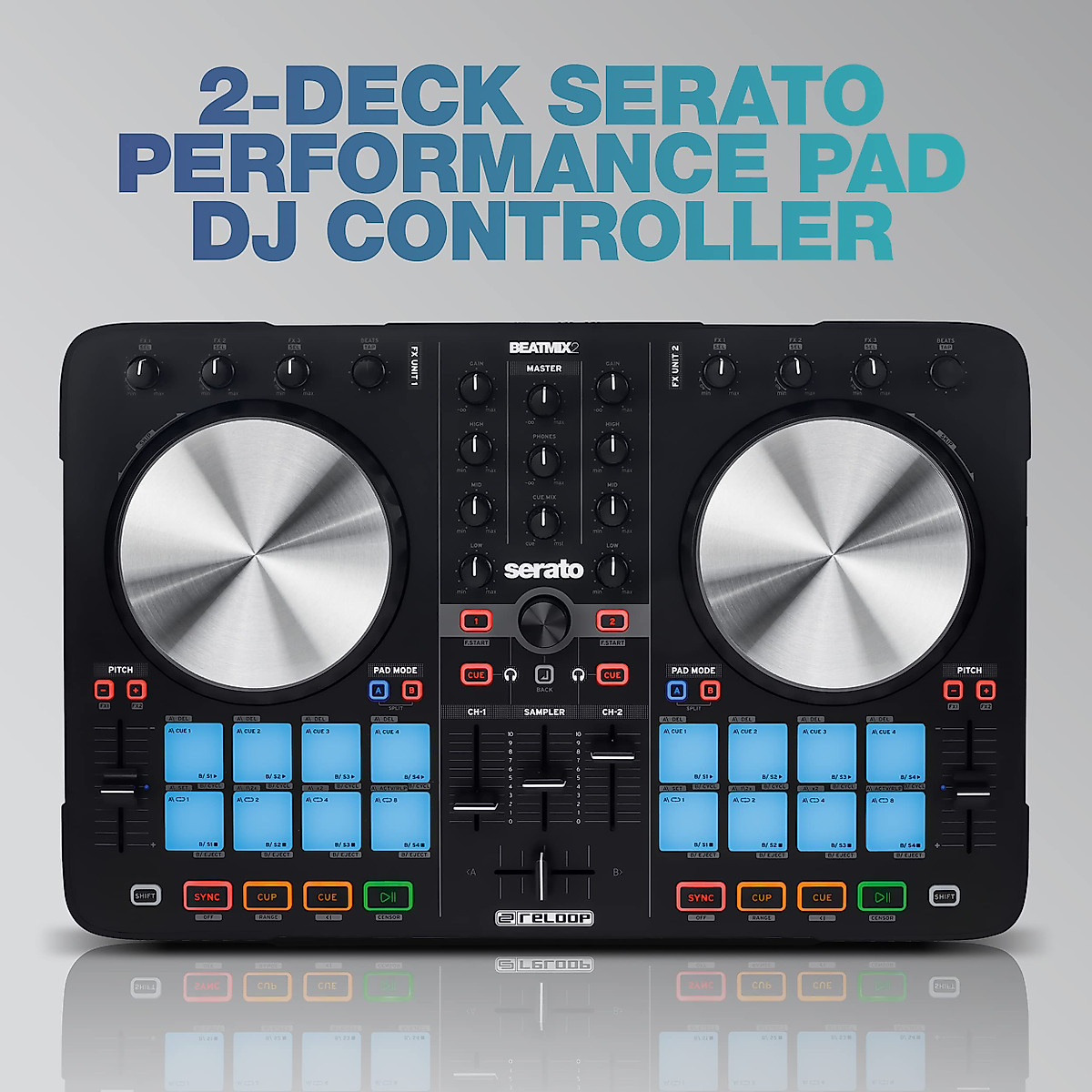 Reloop Beatmix 4, 4-Deck Serato Performance Pad DJ Controller