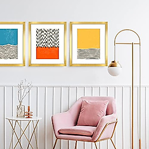 LaVie Home 11x14 Picture Frames (2 Pack, Gold), Simple Designed Wood Frame Set for Pictures 11x14, Horizontal and Vertical Formats for Wall Mounting,