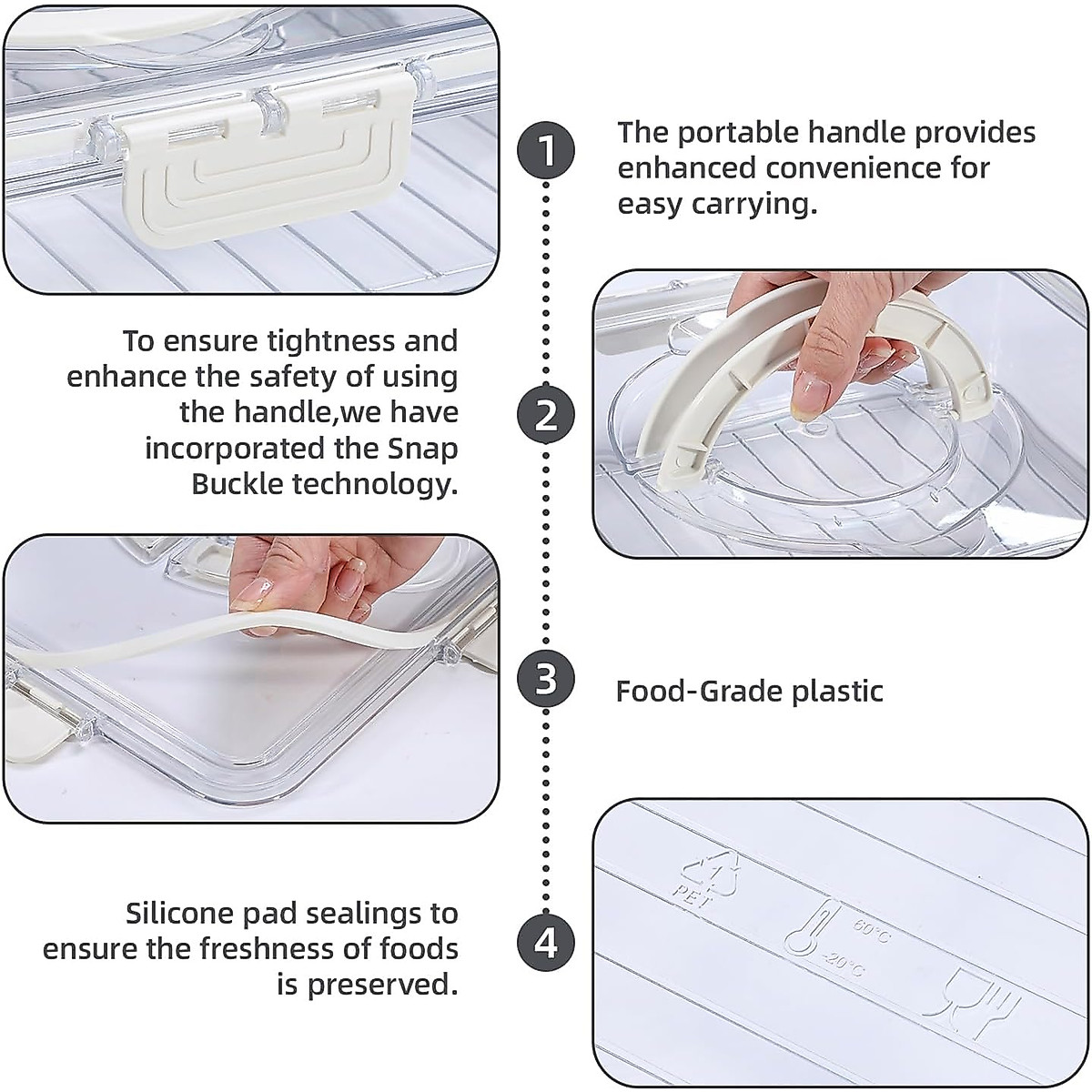 LIBOWANGLUO-US Snackle Box Charcuterie Container, Divided Serving Tray with Lid and Handle, Portable Snack Platters for Fruit, Nuts, Candy, Entertaining, Party, Picnic, Transparent