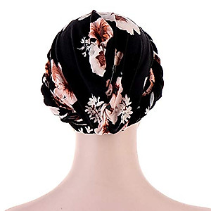Womens Printed Turban Hat Head Wraps Covers Chemo Cancer Beanies Cap Headwear (3 Pcs-D)