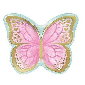 Party Creations Butterfly Party Supplies for 8 People | Floral Butterfly Themed Paper Plates and Napkins | Butterfly Shimmer Design, Multicolor